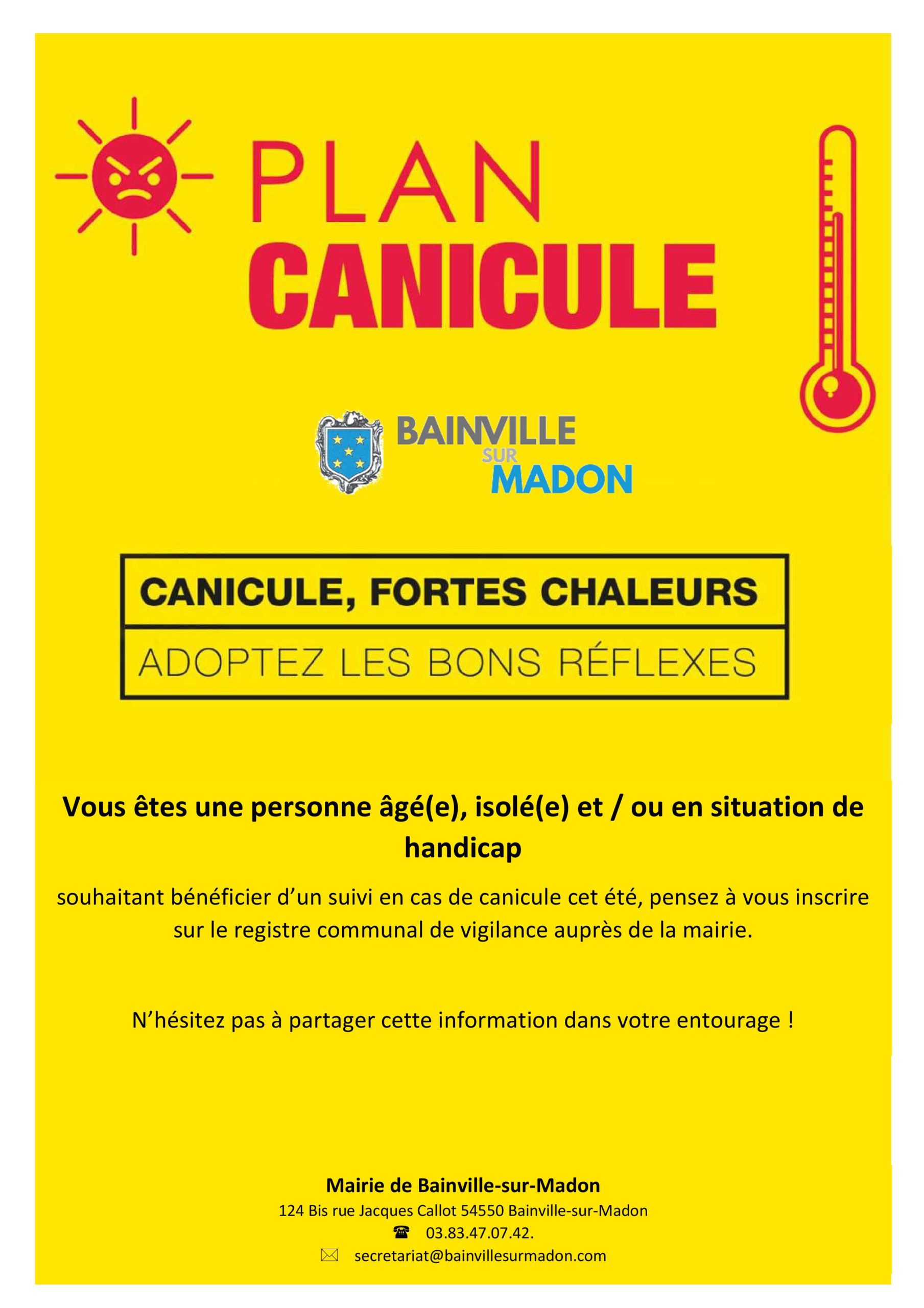 Plan canicule 2023 – Mairie de Bainville sur madon : Site officiel